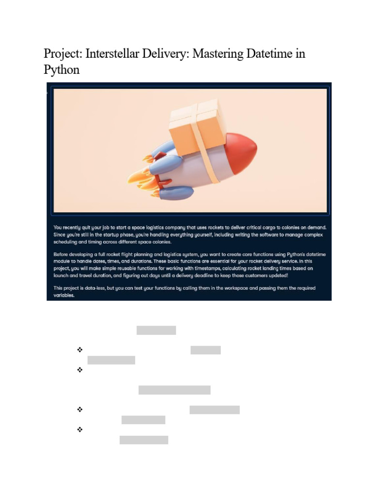 Project Interstellar Delivery Mastering Datetime in Python Edited | PDF