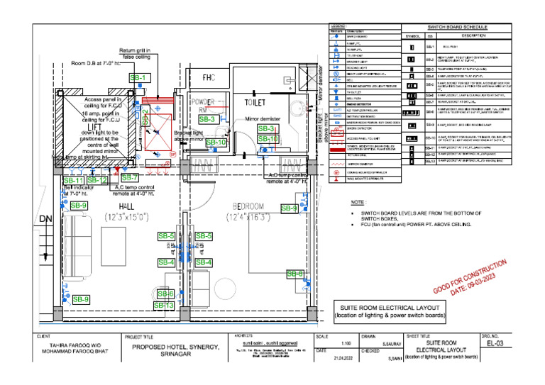 01 - Suite Room Electrical Layout - Hotel Synergy | PDF