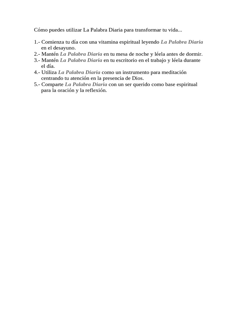 La Palabra Diaria | PDF