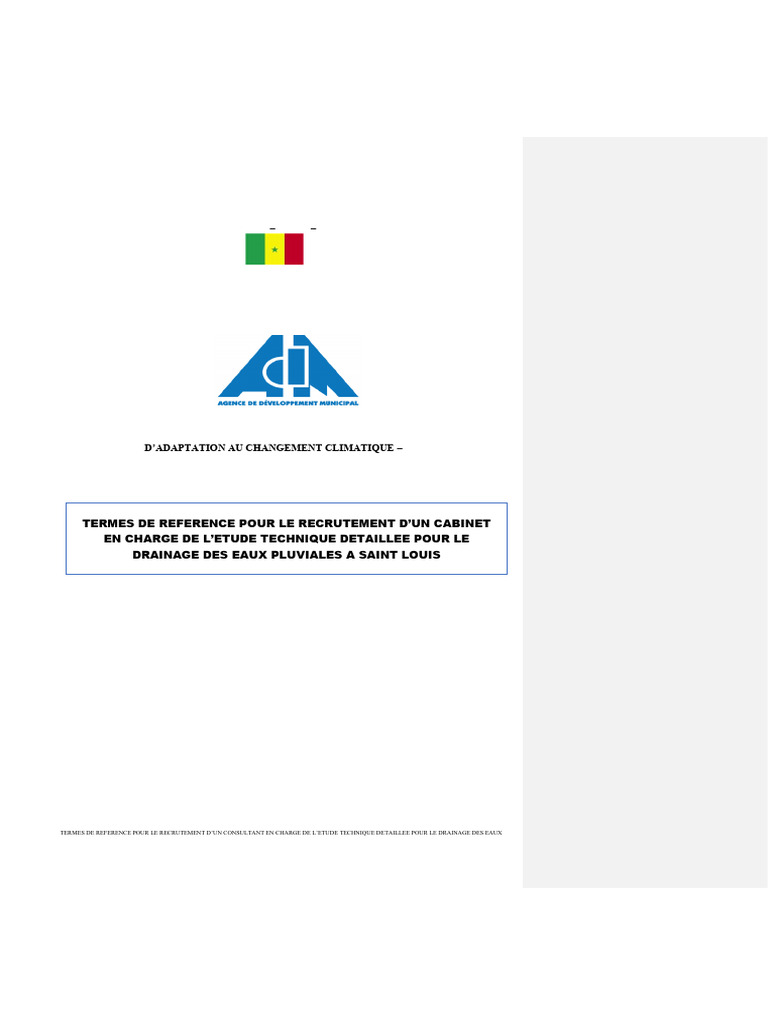 Progep 2 TDR Etude Techniques Aps-Apd-Dao-Lot1 | PDF
