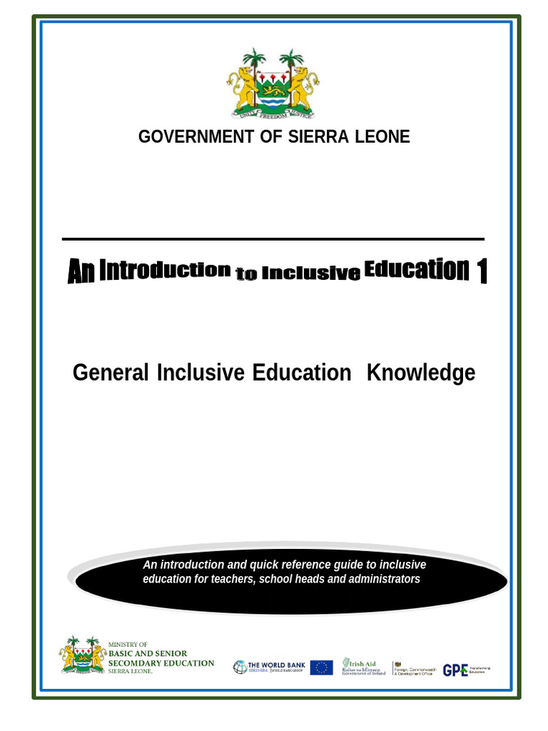 An Introduction To Inclusive Education 1 General Knowledge. WITH LOGO | PDF