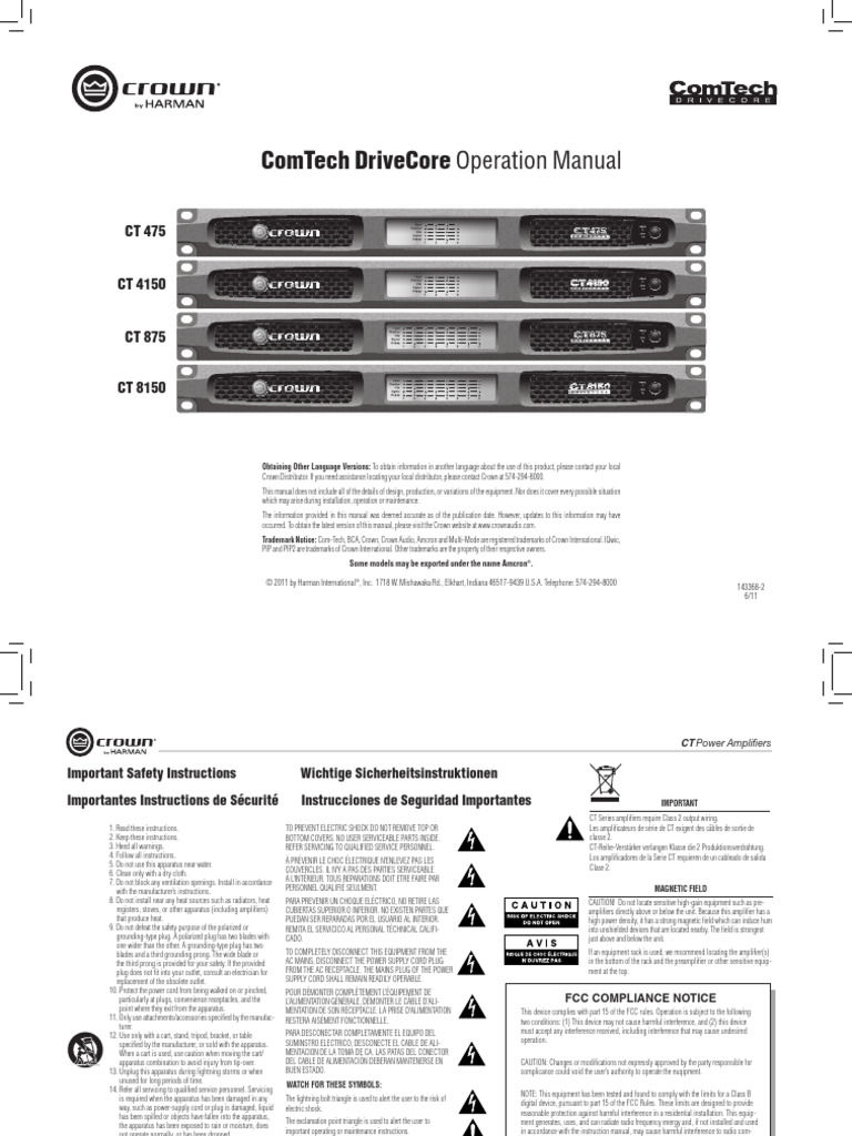 Crown Um CT Drivecore Series | PDF