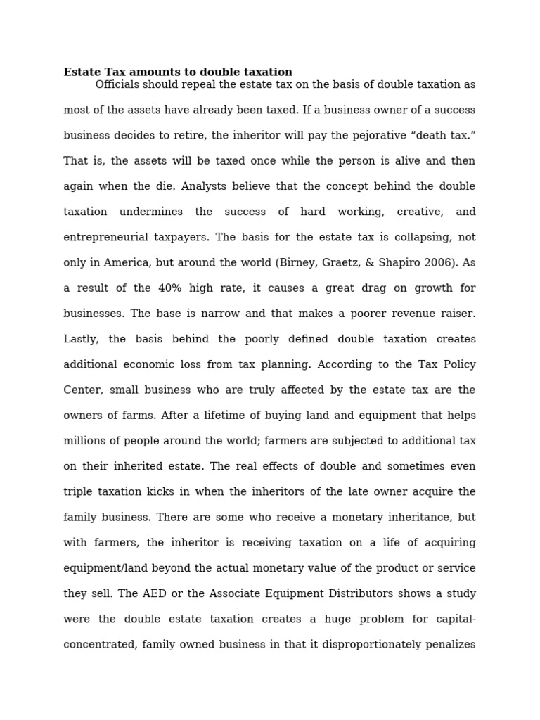 ECON Estate Tax Repeal Paper | PDF