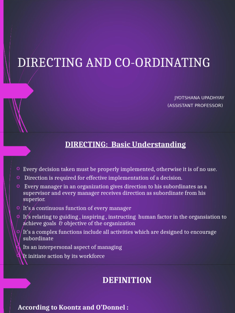 Directing & Coordination | PDF