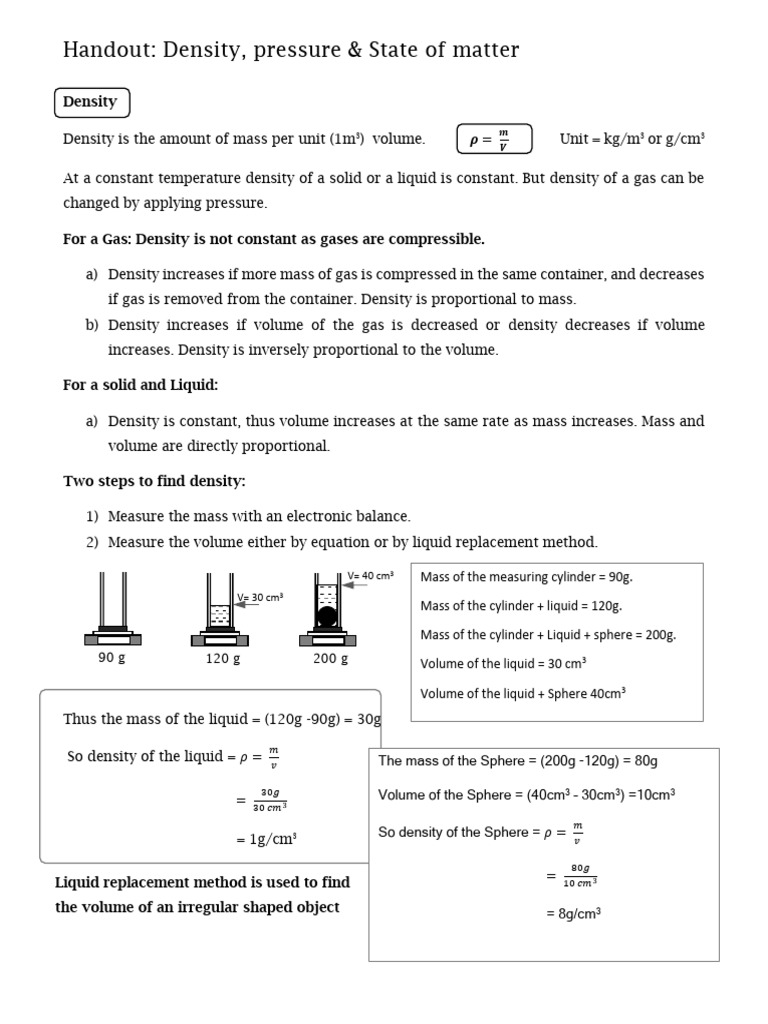 Density-Handout Particle Theory | PDF
