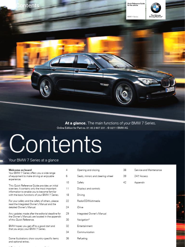 BMW Quick+Reference 01402607231 | PDF
