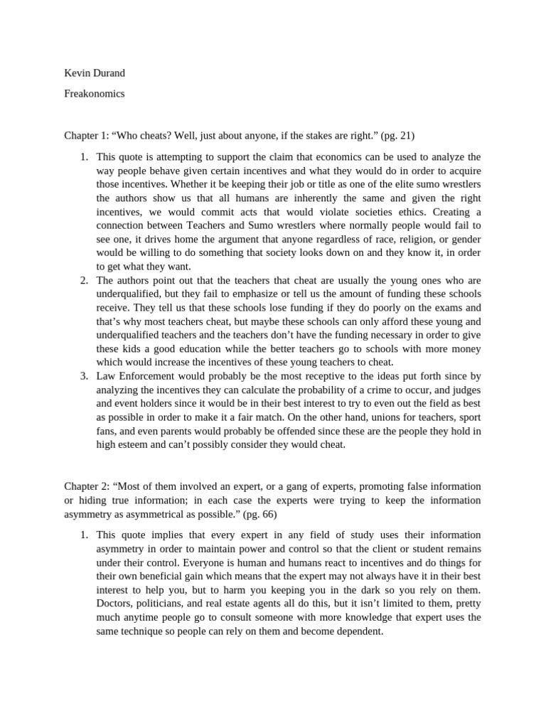 AP English Freakonomics | PDF | Knowledge | Self-Improvement