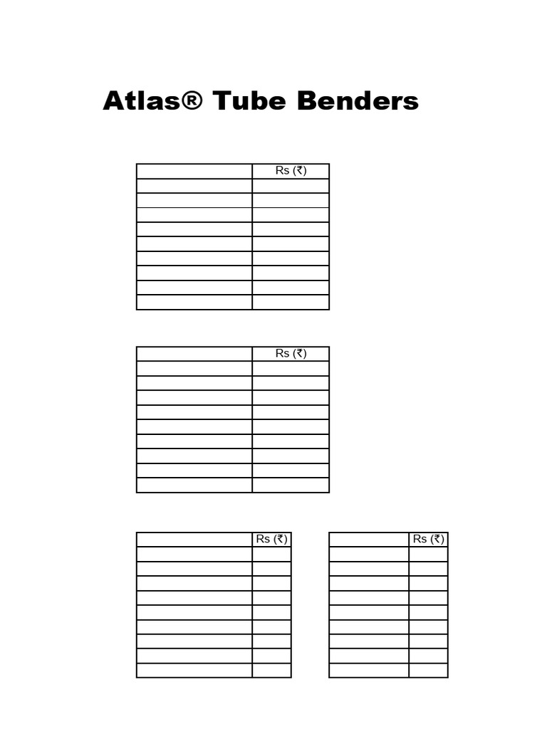 Atlas Tube Bender Pricelist 2024 | PDF