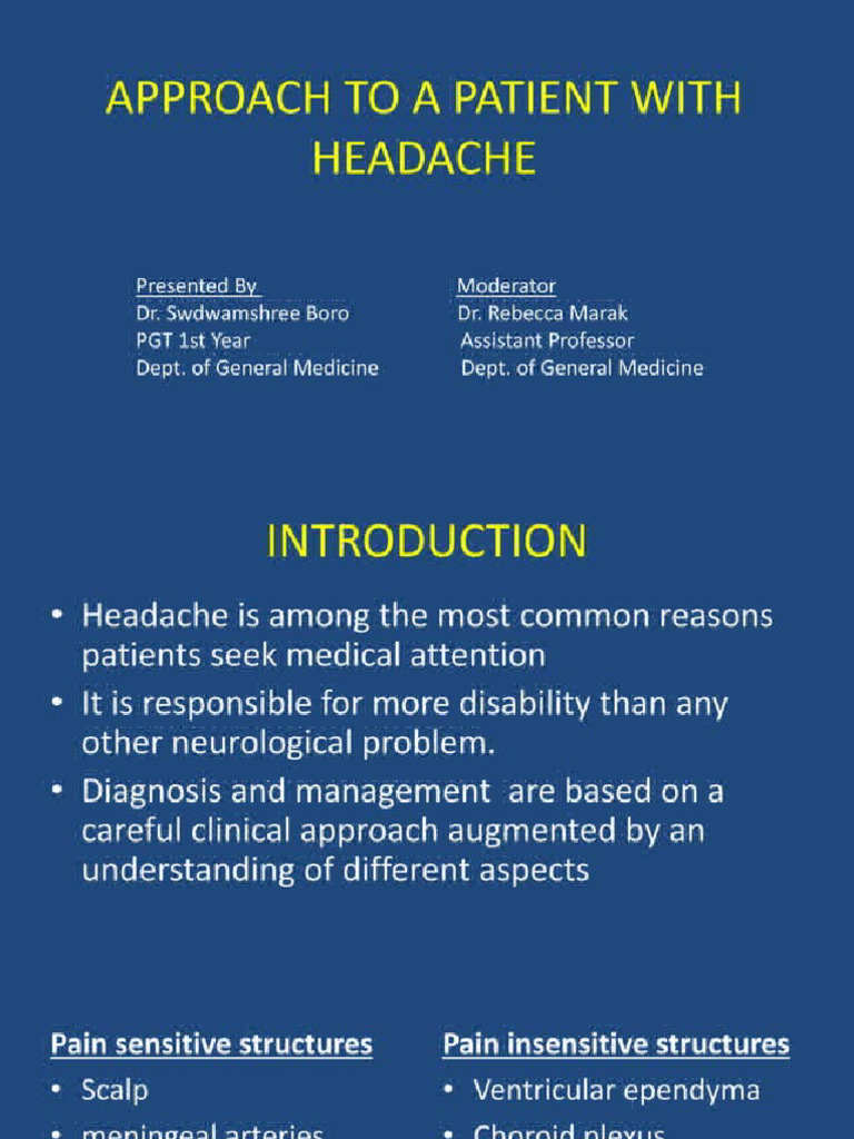 Approach To A Patient With Headache | PDF