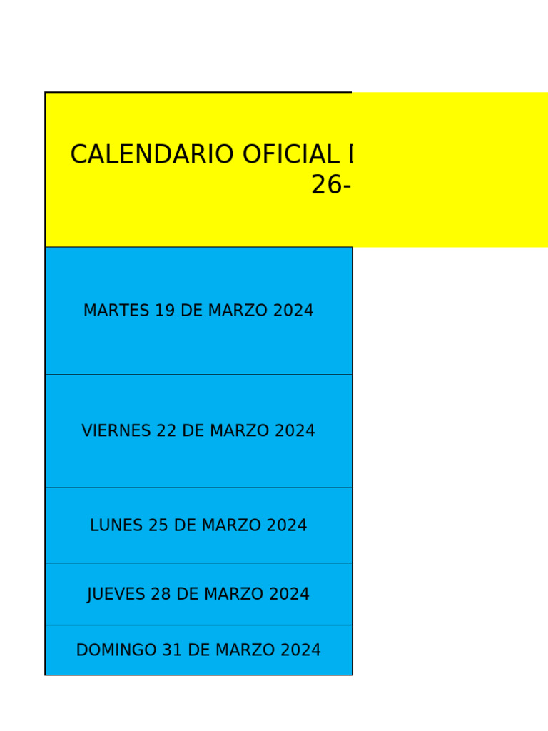 Calendario BF 19-03-24 Al 26-07-2024-1 | PDF | Calendario | Unidades de ...