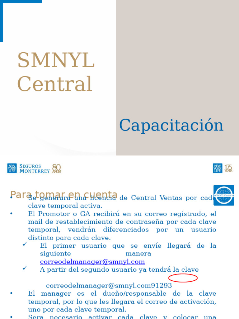 SMNYL Central - Activación de Licencia CLAVES TEMPORALES | PDF