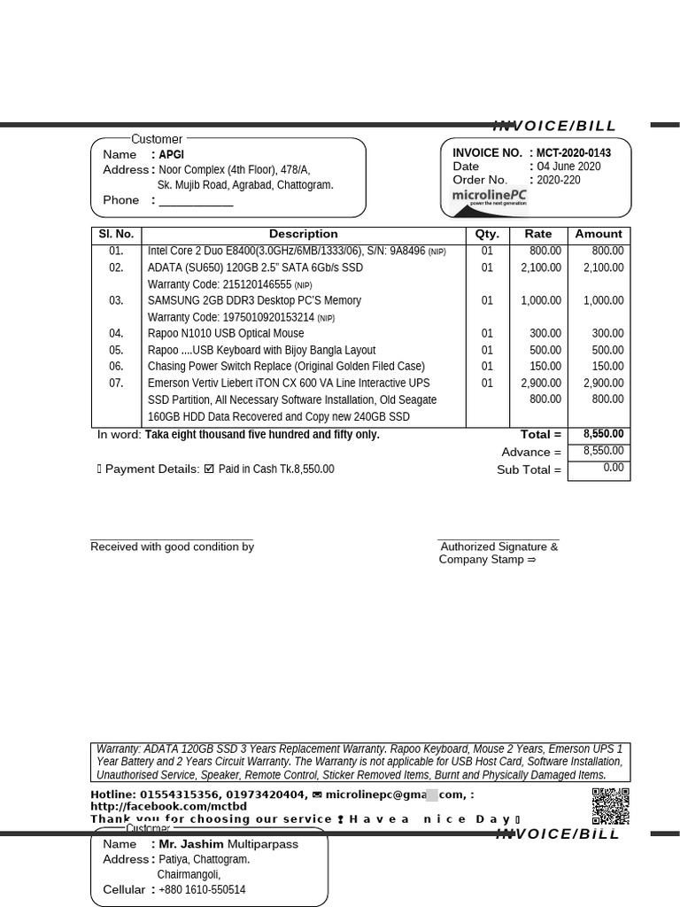 MCT (Invoice Acc. Old Pad) | PDF