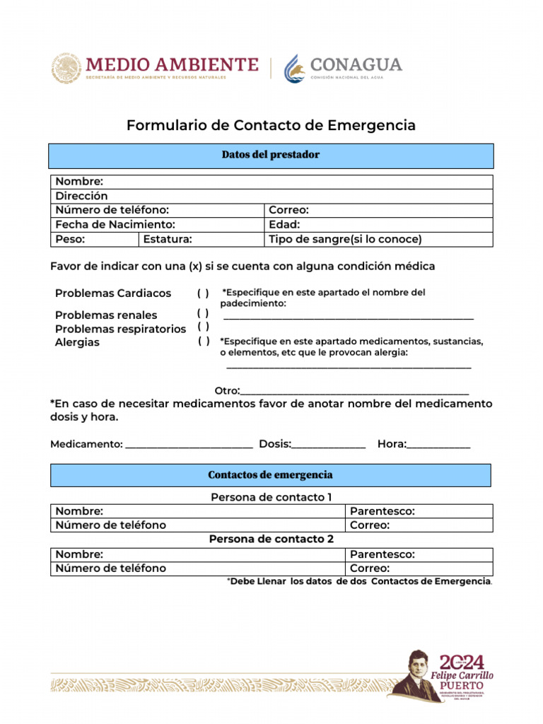 Ficha de Contactos de Emergencia | PDF