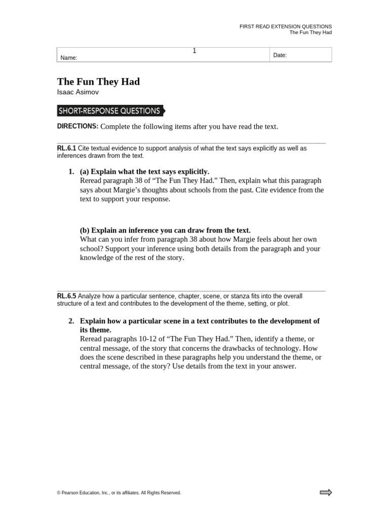 The Fun They Had Extension Questions | PDF