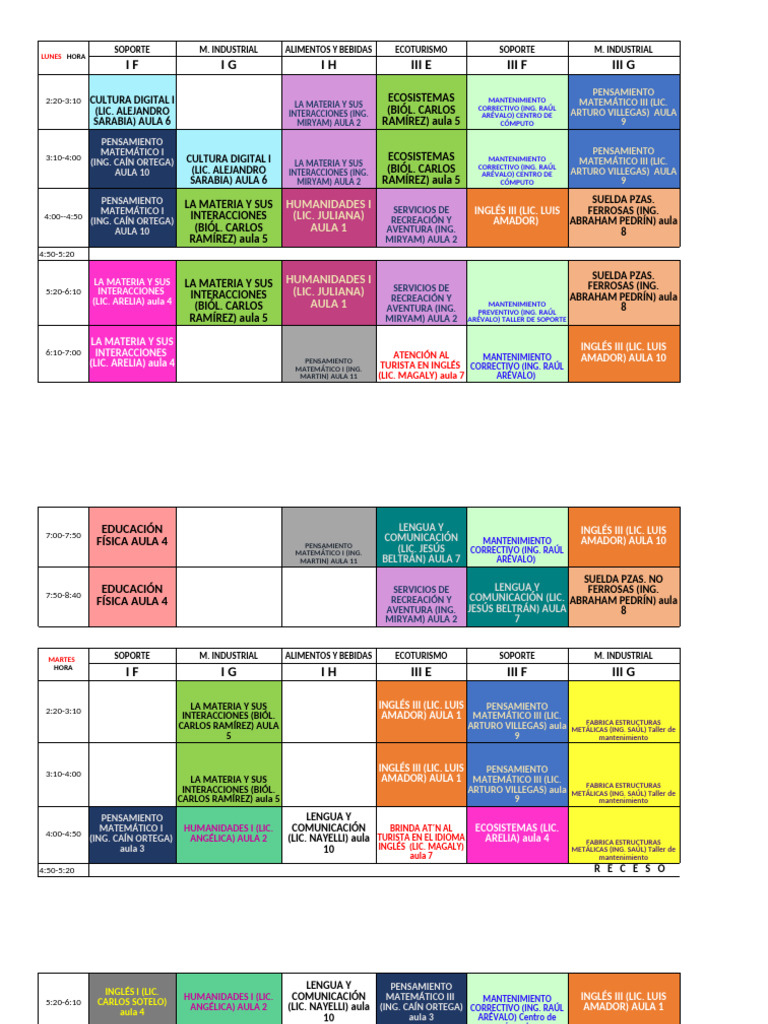 Horario Agosto 2024 Enero 2025 29 de Agosto Pedrín | PDF