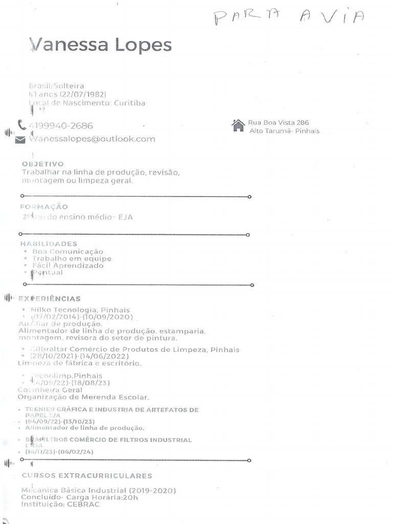 CV Vanessa Lopes | PDF