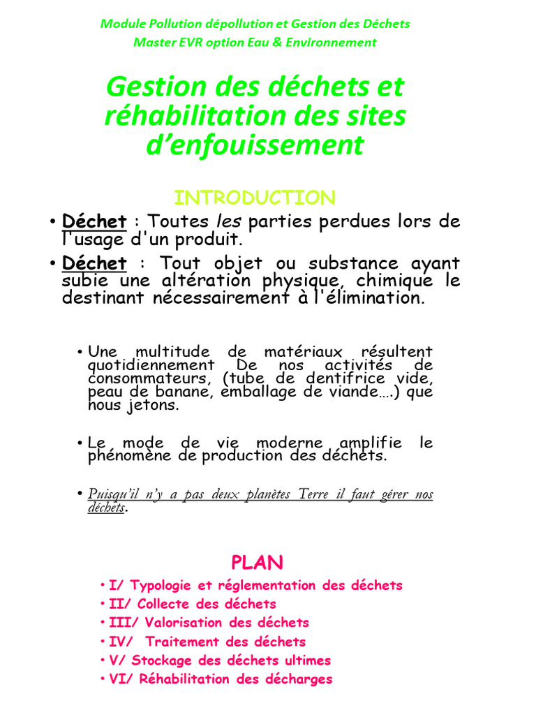 Fascicule 1 Typologie & Réglementations Des Déchets | PDF
