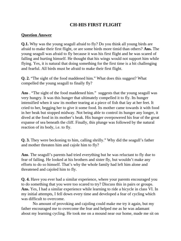 X-His First Flight-Ques Ans, RTC | PDF