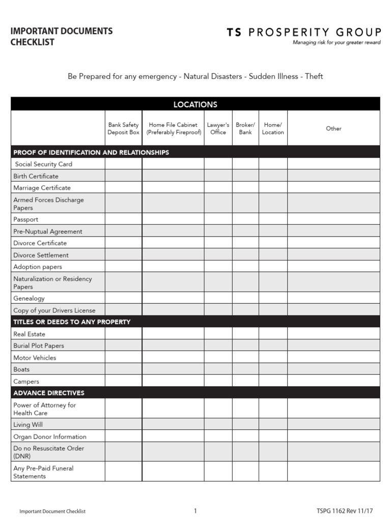 TSPG Important Documents Checklist | PDF