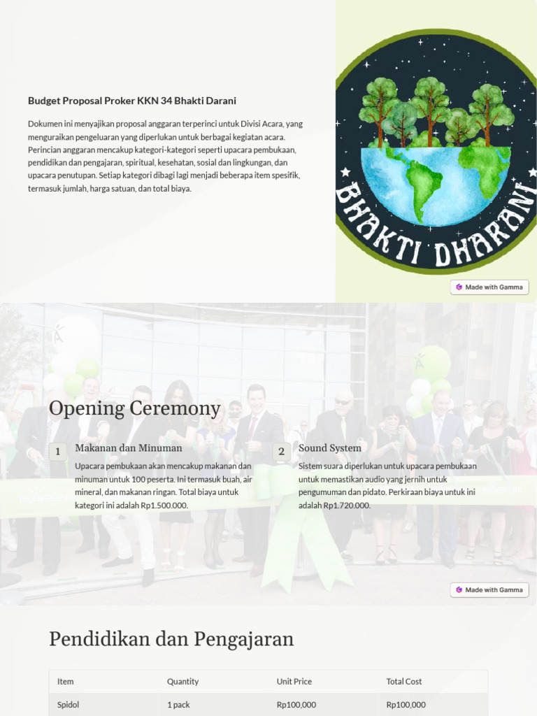 Budget Proposal Proker KKN 34 Bhakti Darani | PDF | Wellness