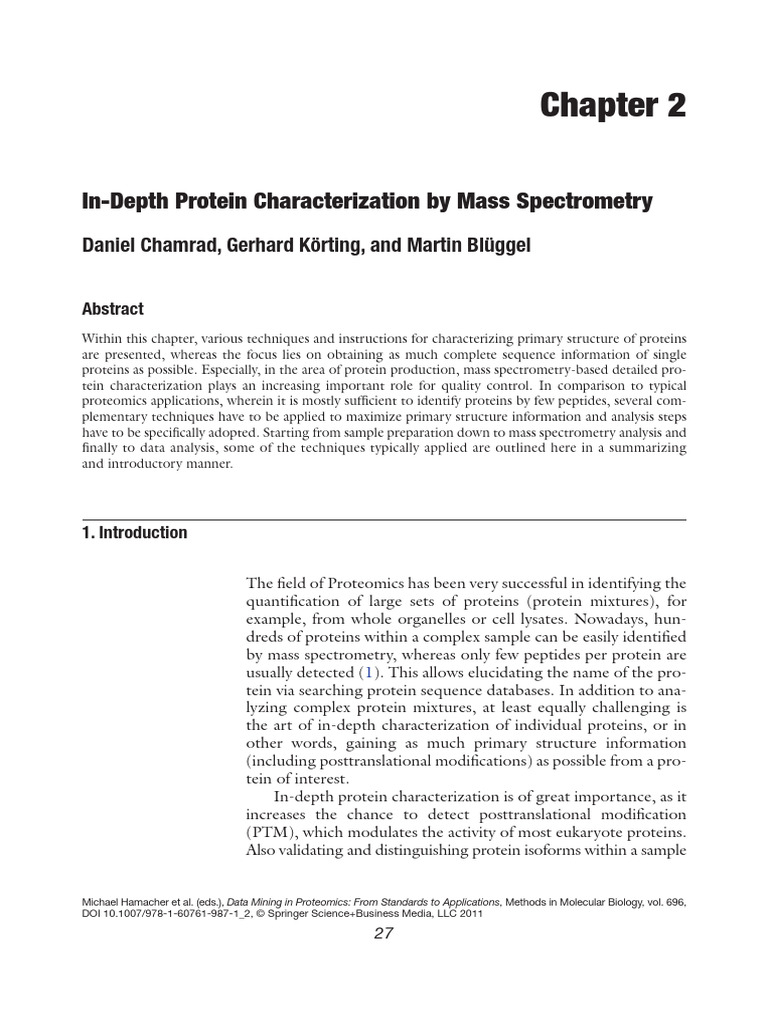2 - In-Depth Protein Characterization by Mass Spectrometry | PDF