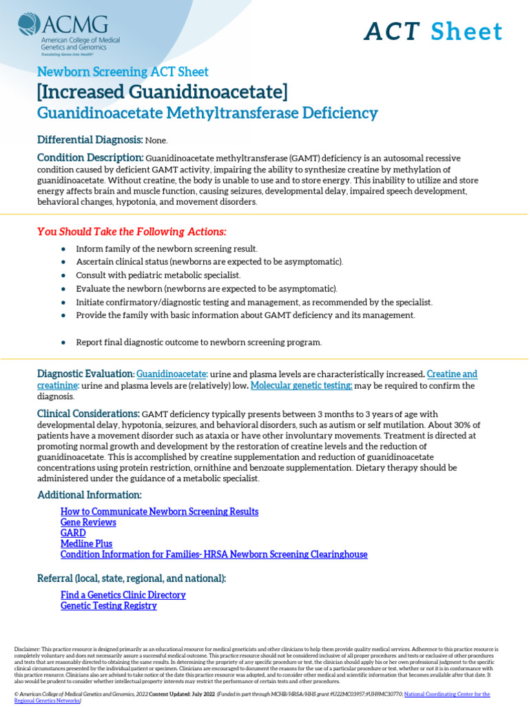 GAMT ACT Sheet | PDF
