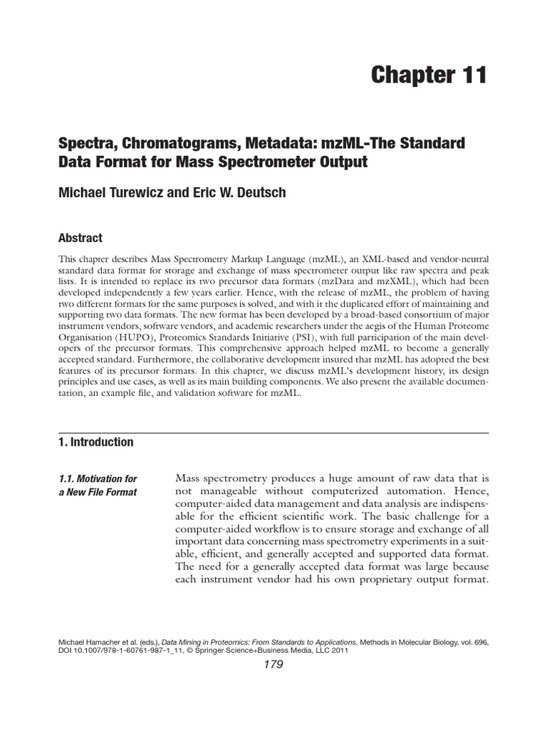 11 - Spectra, Chromatograms, Metadata: mzML-The Standard Data Format ...