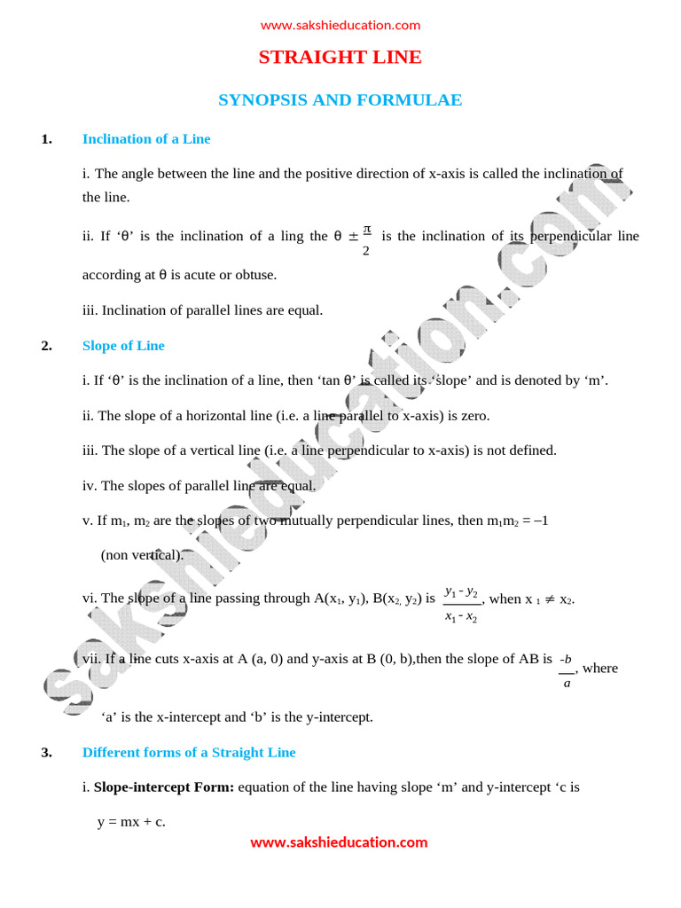 Straight Lines | PDF