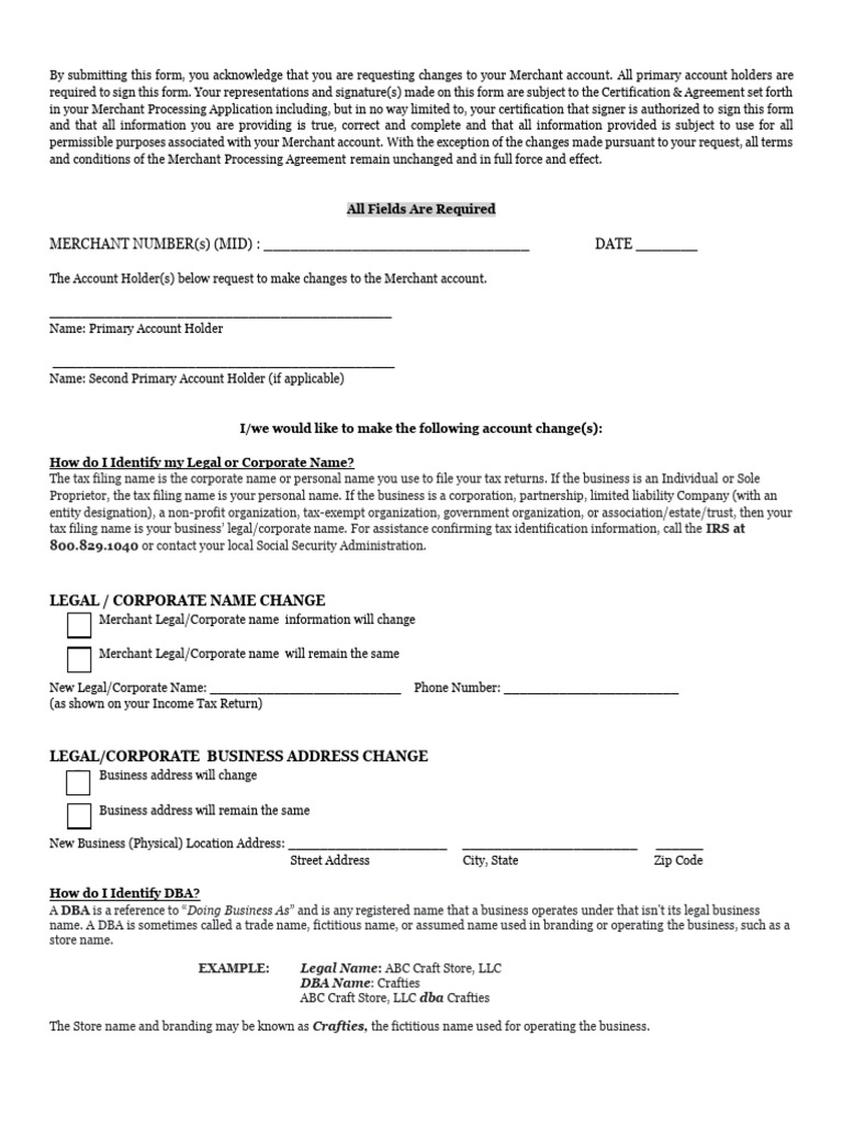 Business Information Change Form | PDF