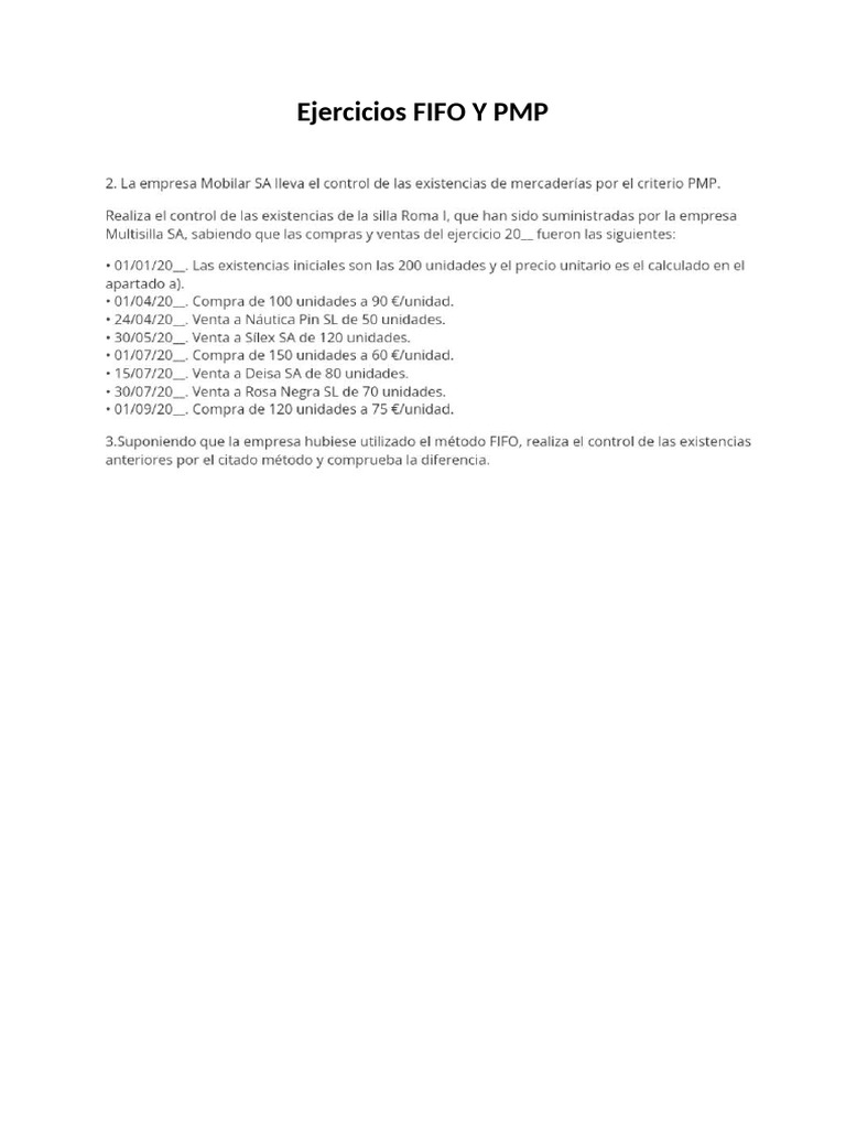 Ejercicios FIFO Y PMP | PDF