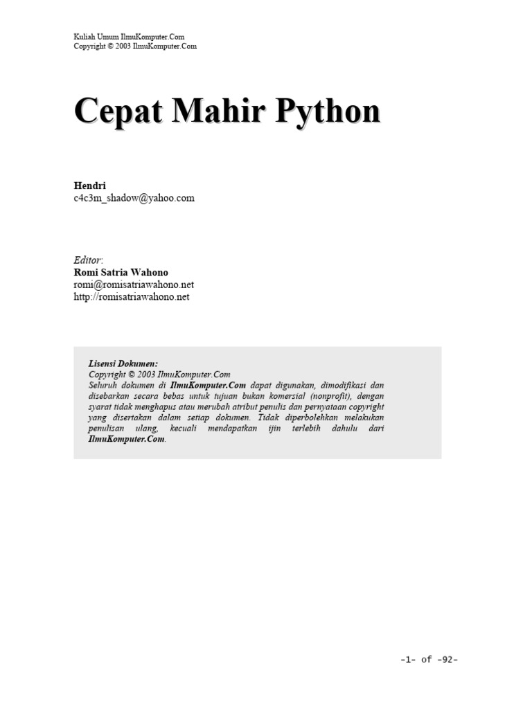 Cepat, Mahir Python | PDF