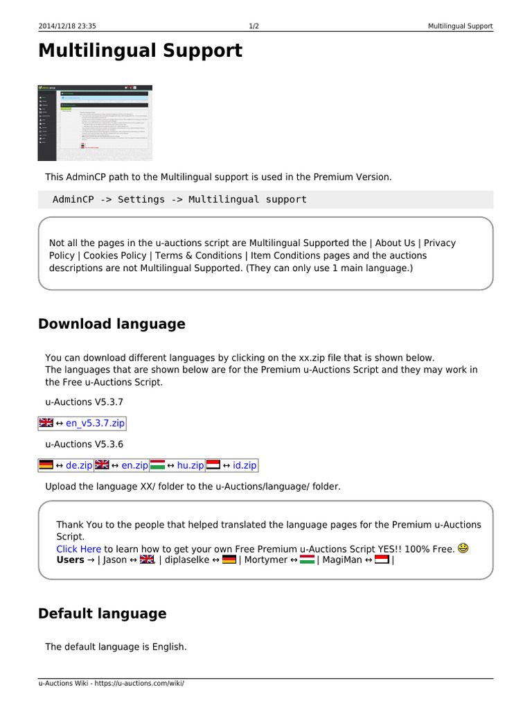 Multilingual Support | PDF