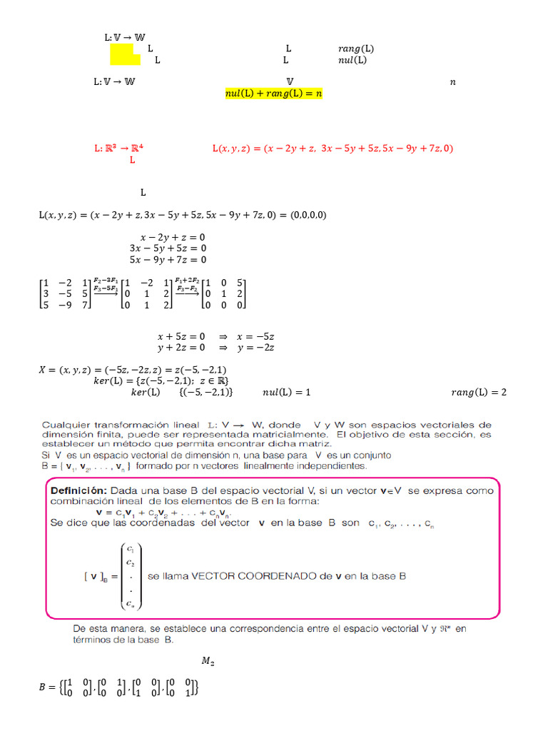 Coordenadas de Un Vector y Matriz Asociada | PDF