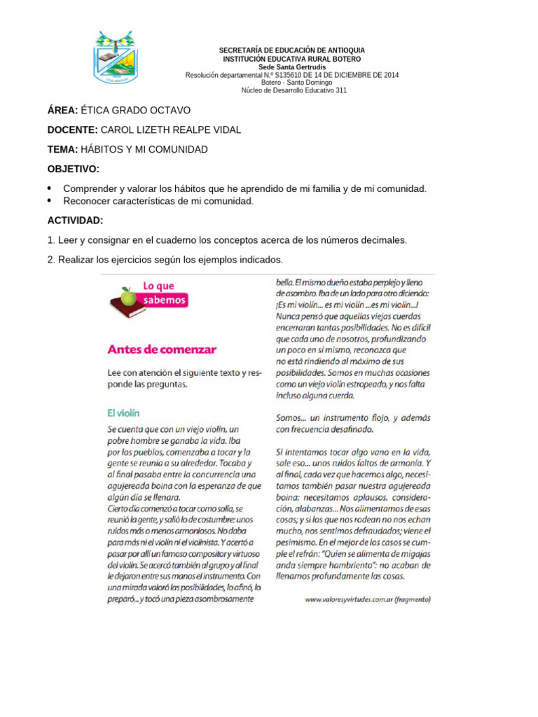 Guía 1. Octavo | PDF