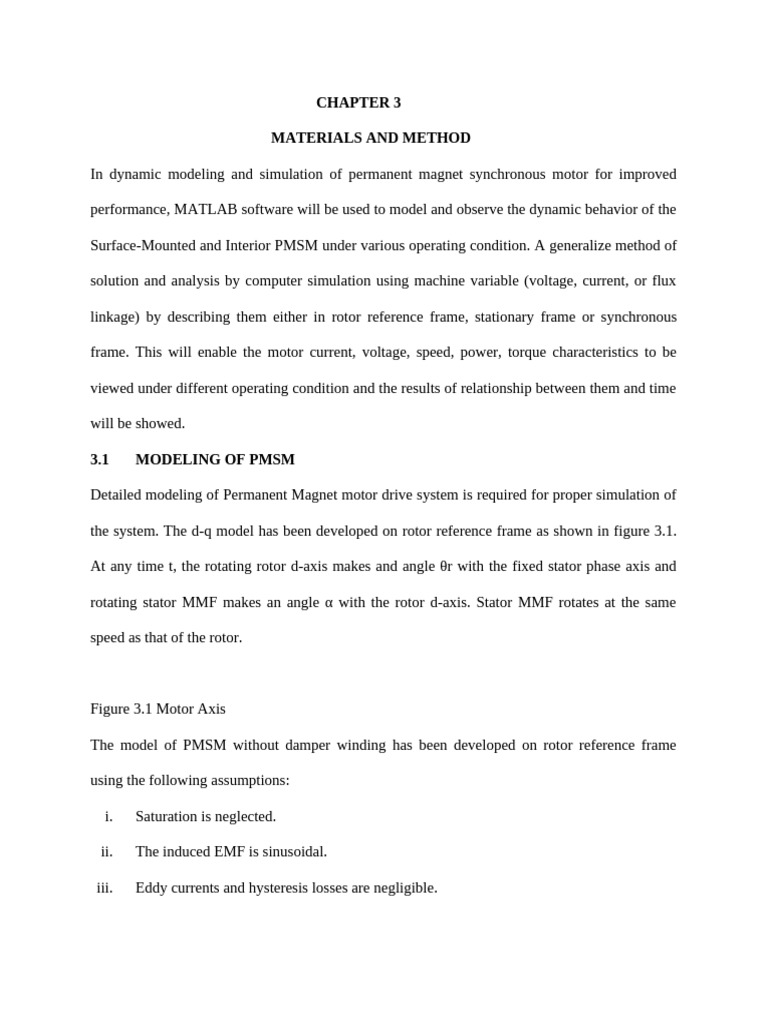 Methods of Modeling Permanent Magnet Synchronous Motor | PDF | Electric Motor | Science ...