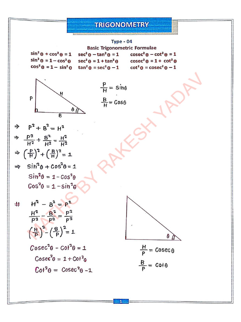 Trigonometry Notes 23-04-363077 - Crwill | PDF