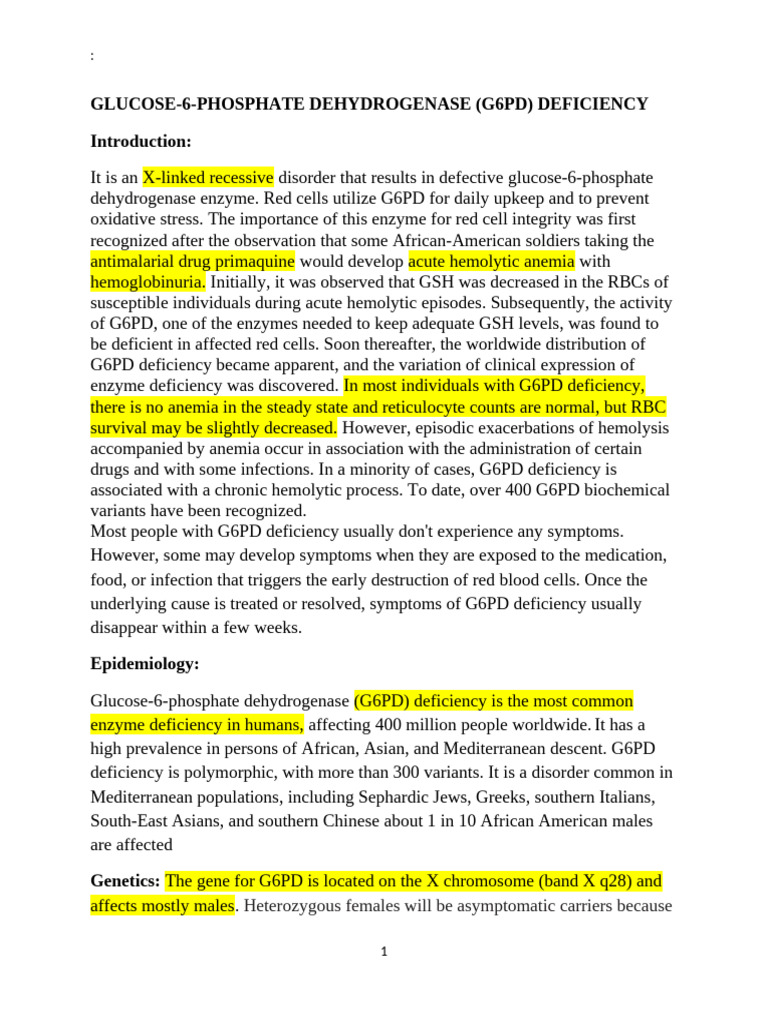 g6pd Def Lecture | PDF