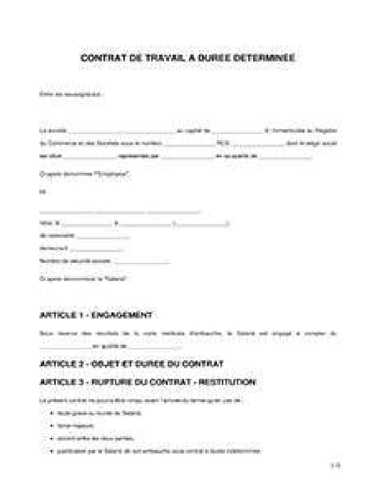 Contrat de Travail CDD | PDF