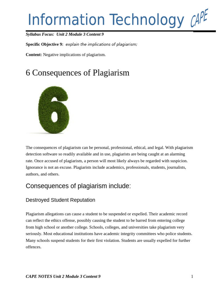 Cape Notes Unit 2 Module 3 Content 9 | PDF