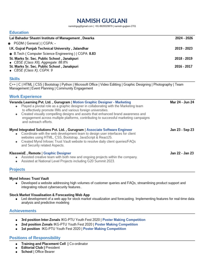 Template NISHANT CHAHAR RESUME | PDF