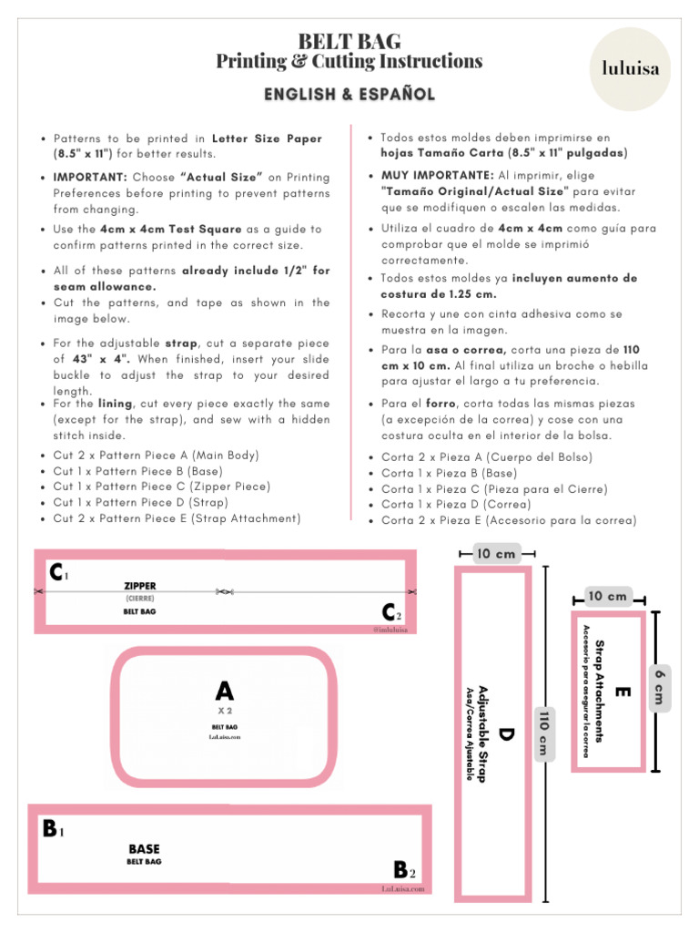 Belt Bag Sewing Pattern Guide | PDF | Sewing | Clothing