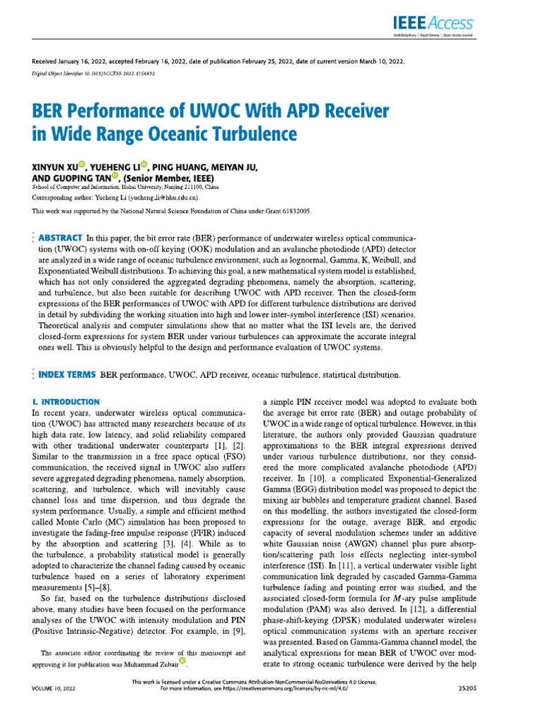 BER Calculation - APD Reciever - OOK Modulation | PDF