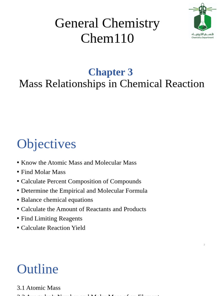 Chem 110, Chapter 3 UDL | PDF