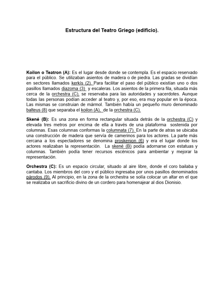 Estructura Del Teatro Griego Edificio | PDF