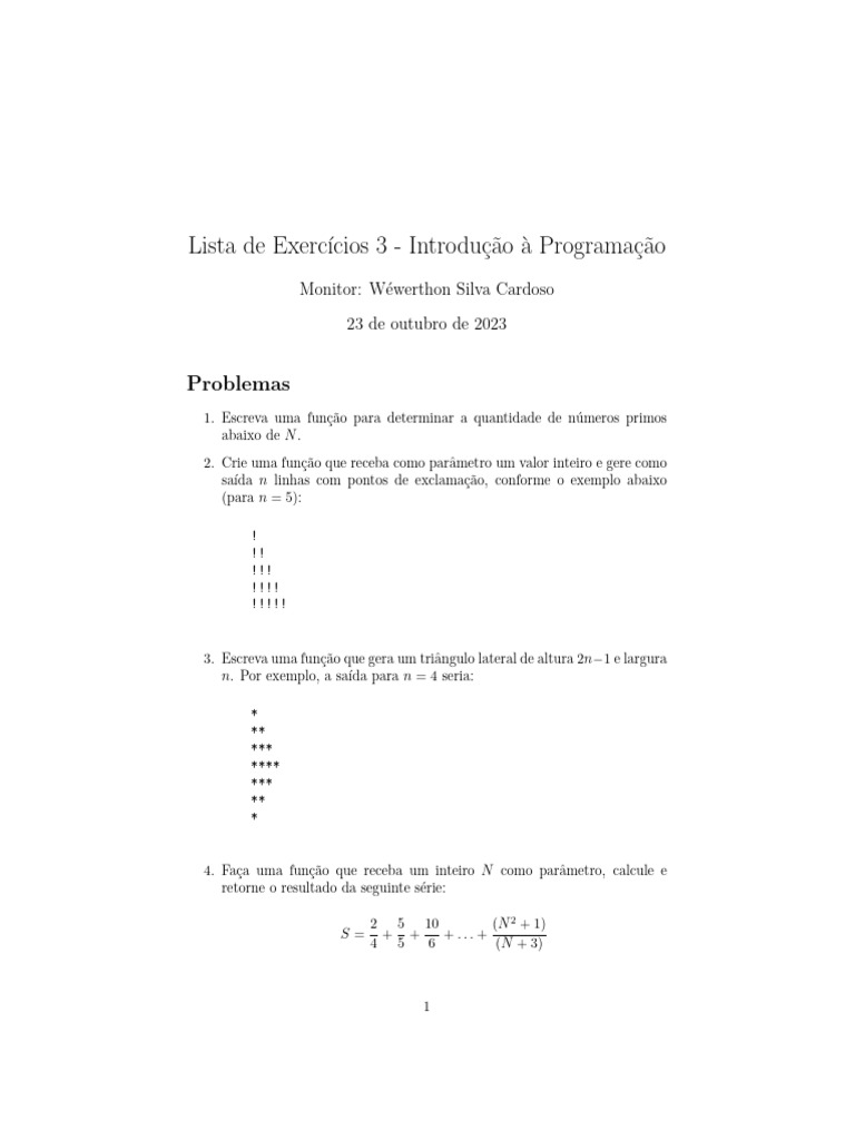 Lista Exercicios 3 | PDF