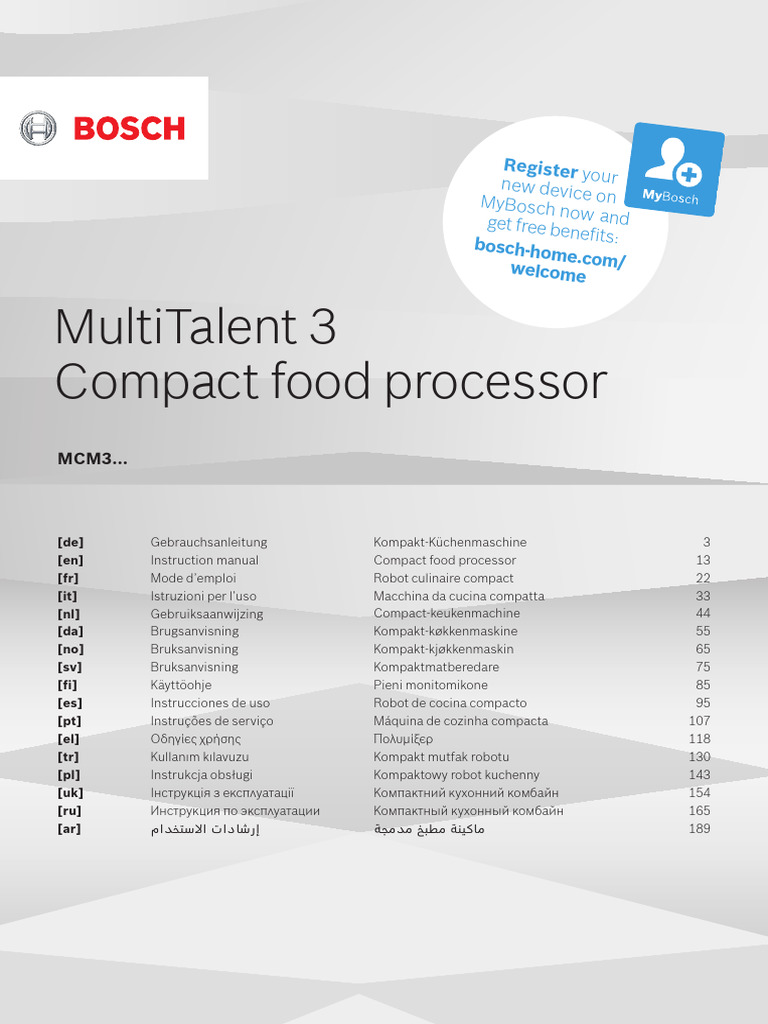 Multitalent 3 Compact Food Processor: Register Welcome | PDF