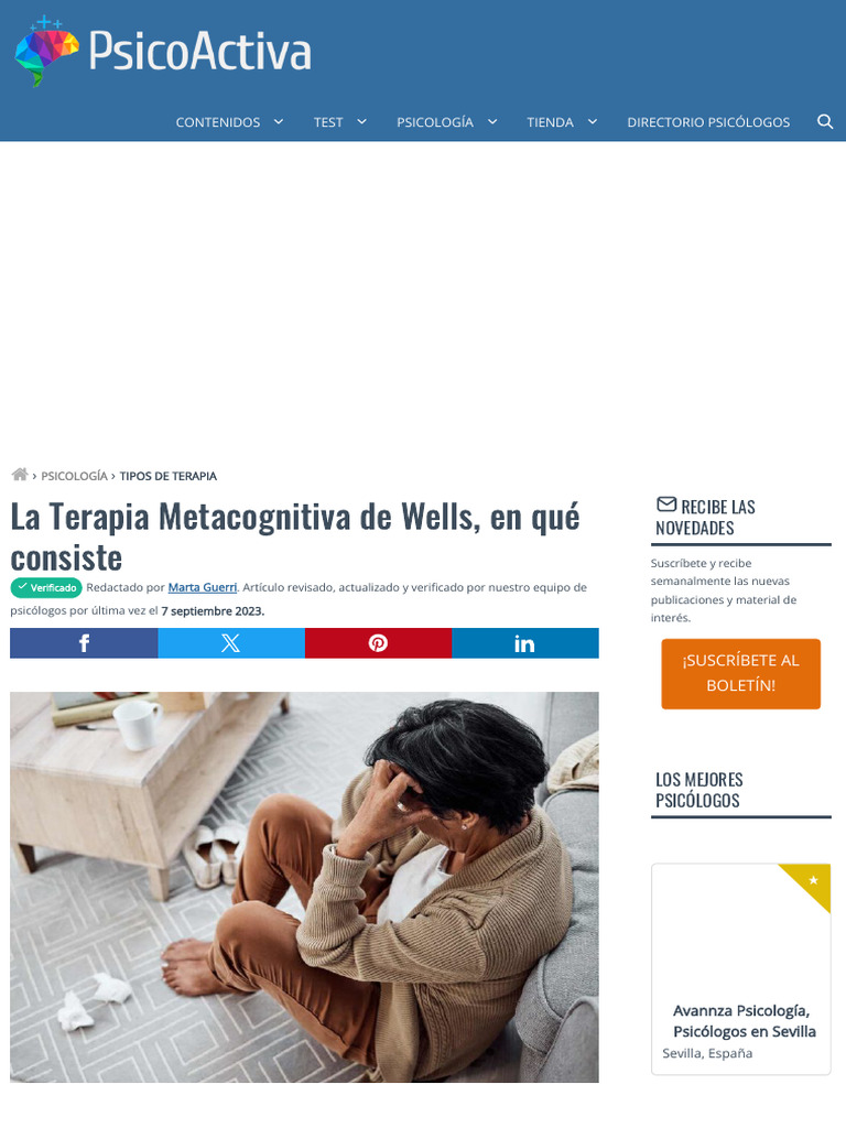 La Terapia Metacognitiva de Wells, en Qué Consis | PDF | Terapia de ...