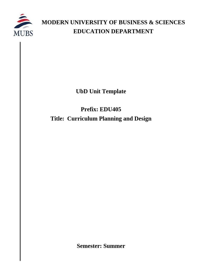 UbD Unit (Ribal Talhouk) | PDF