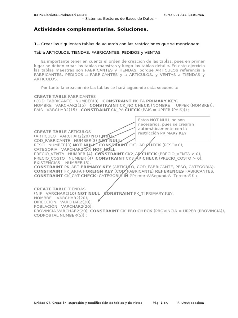 Actividades Complementarias. Soluciones | PDF