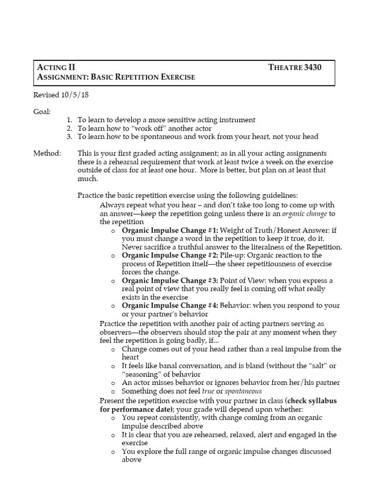 Repetition Exercise | PDF